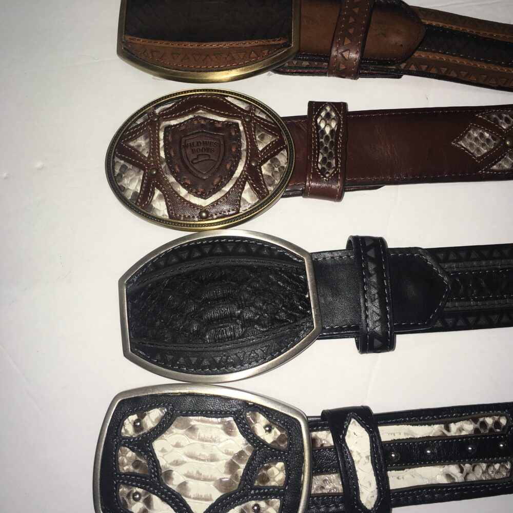 Real Snake Skin and Leather Western Fashion Belt Handcrafted - El Nuevo ...