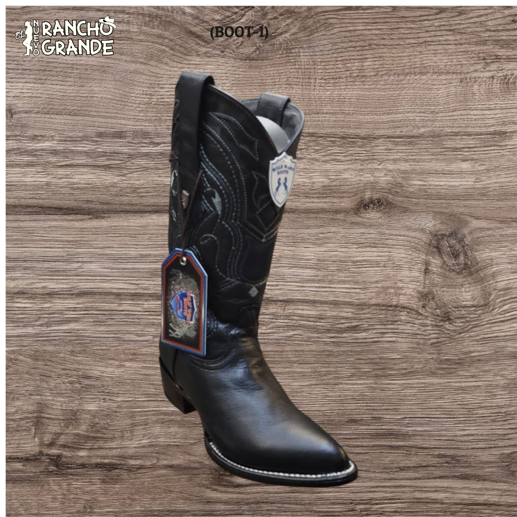 Men's Western Boots Genuine (Original) Elk Pointed-Toe - Black - El ...