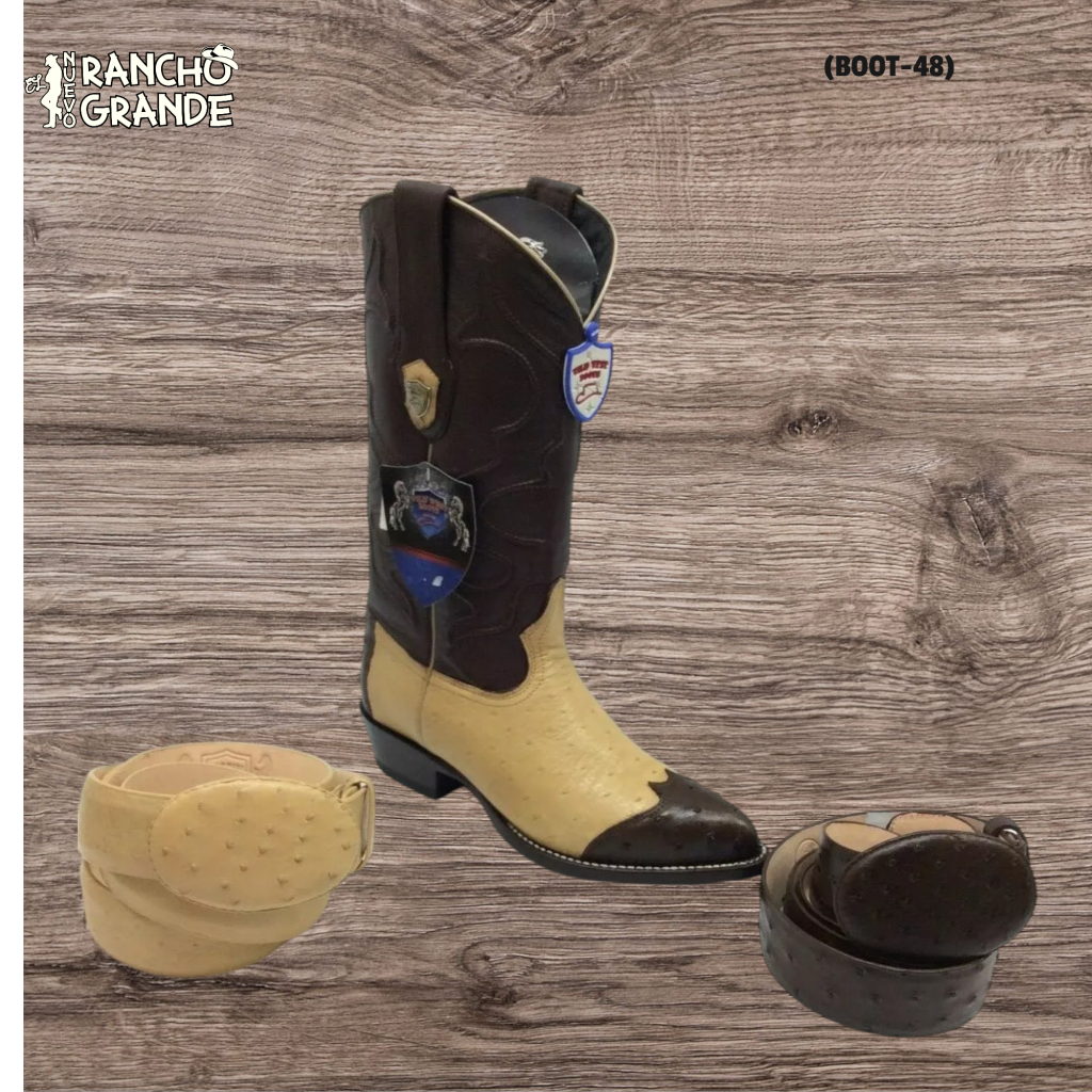 Men's Western Boots Genuine (Original) Smooth Ostrich J Toe - Brown ...