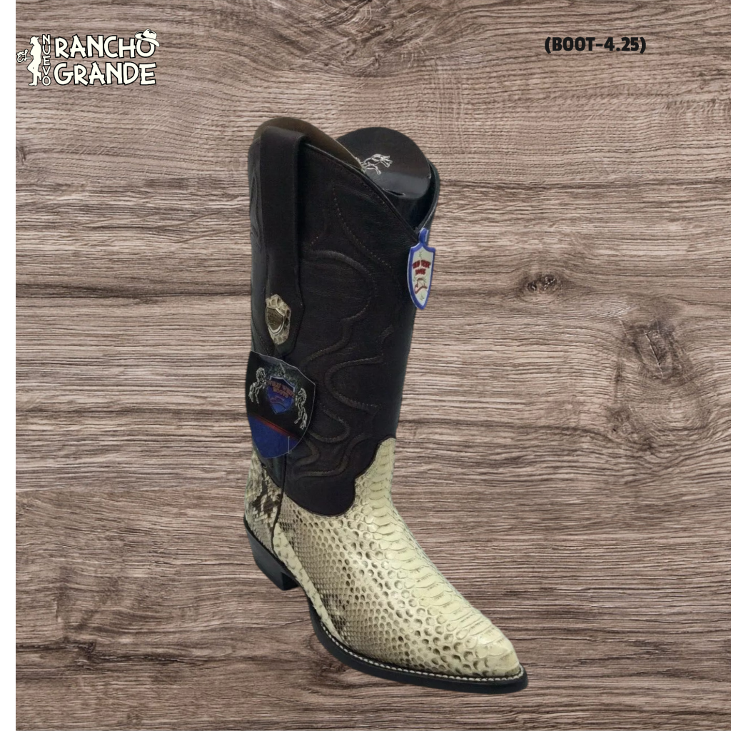 Men's Western Genuine (Original) Snake Pointed Toe Boots - Natural - El ...