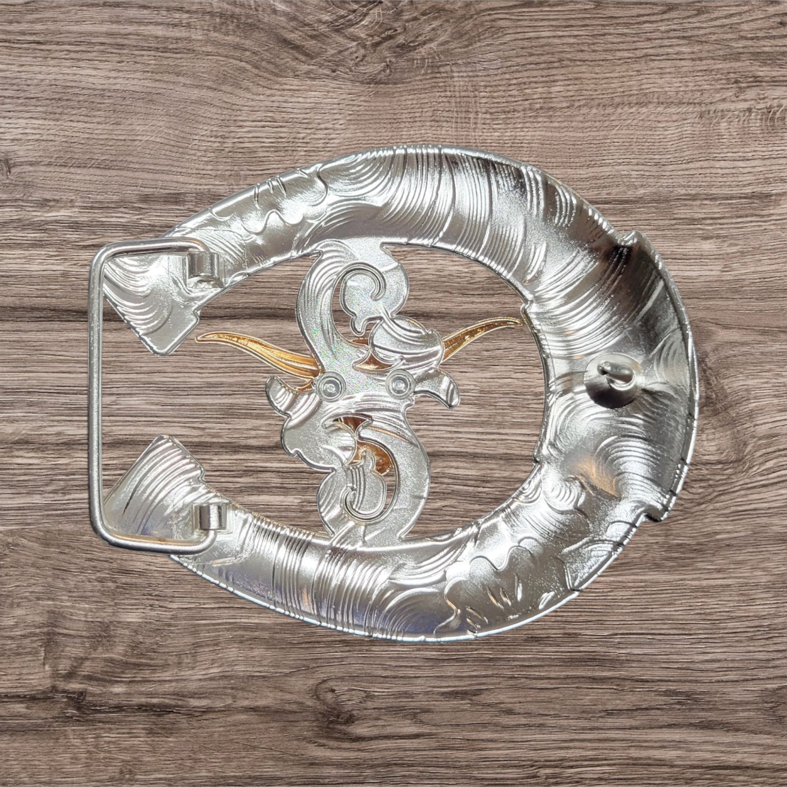 Cowboy Belt Buckle - Long Horn Bull Head 4.25"x3.75"Black Tone/Silver ...