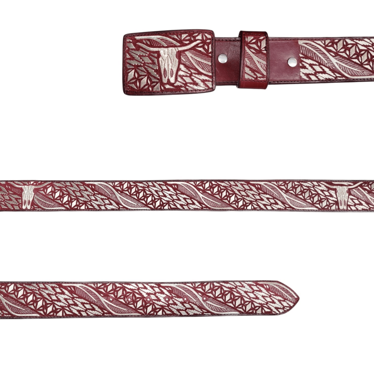 Cinto Hilo de Plata .925 De 2"De Ancho-Bull Skull-Diamantes/Alitas ...