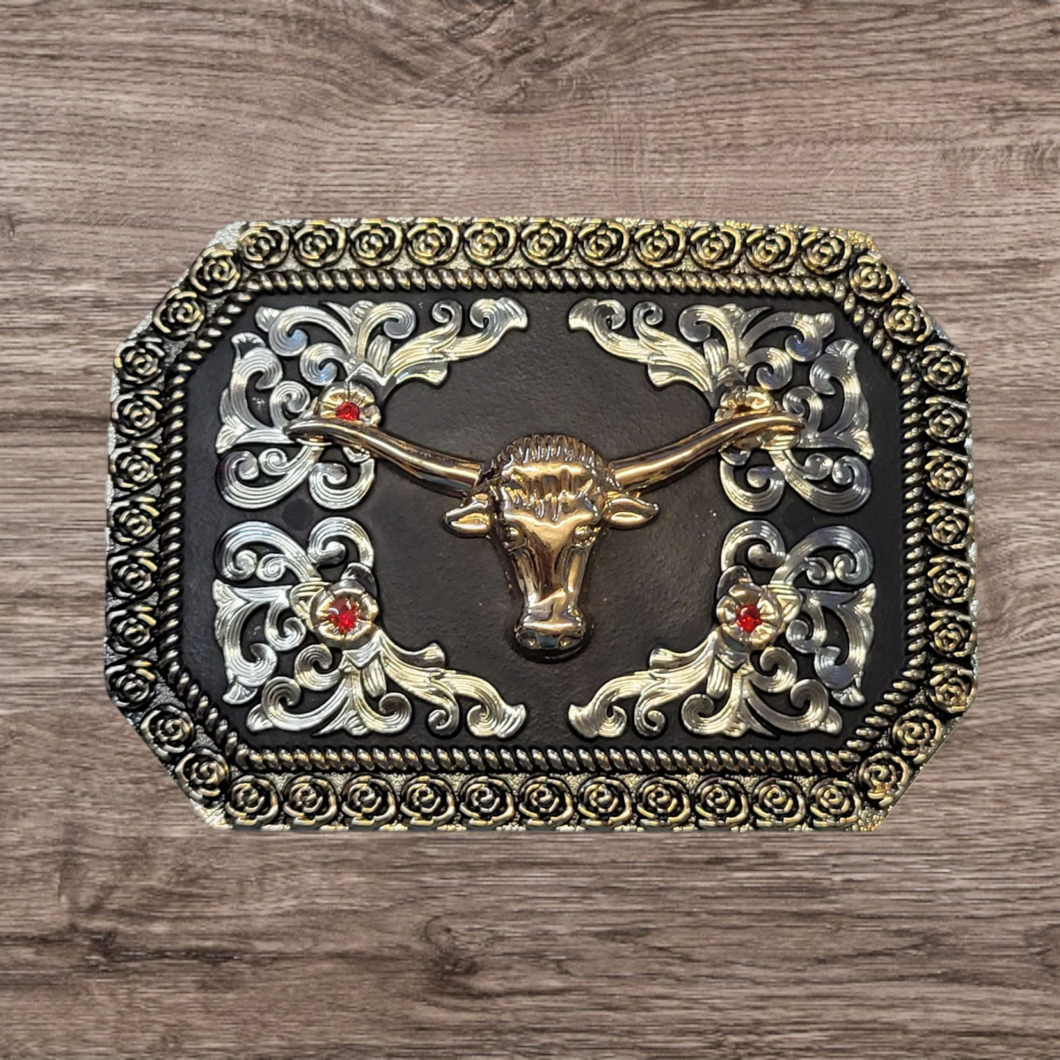Cowboy Belt Buckle - Long Horn Bull Head 4.25"x3" Gold Tone/Silver ...